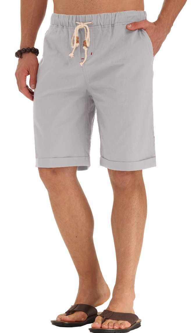 NITAGUT Men's Linen Casual Classic Fit Short (XL, 05Light Gray)