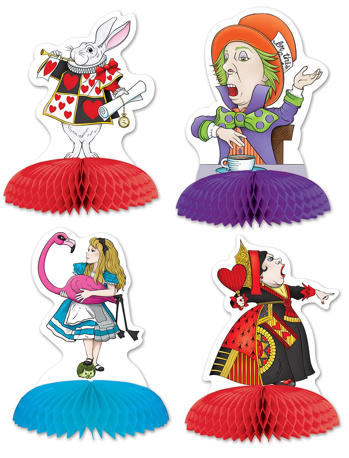 Beistle unisex 54769, 12 Piece Alice In Wonderland Mini Centerpieces, 5", Multicolored