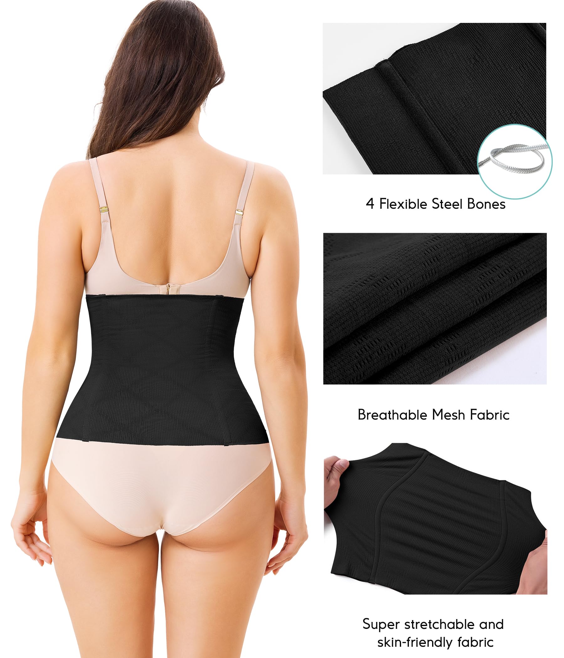 LODAY 2 in 1 Postpartum Recovery Belt,Body Wraps Works for Tighten Loose Skin Black