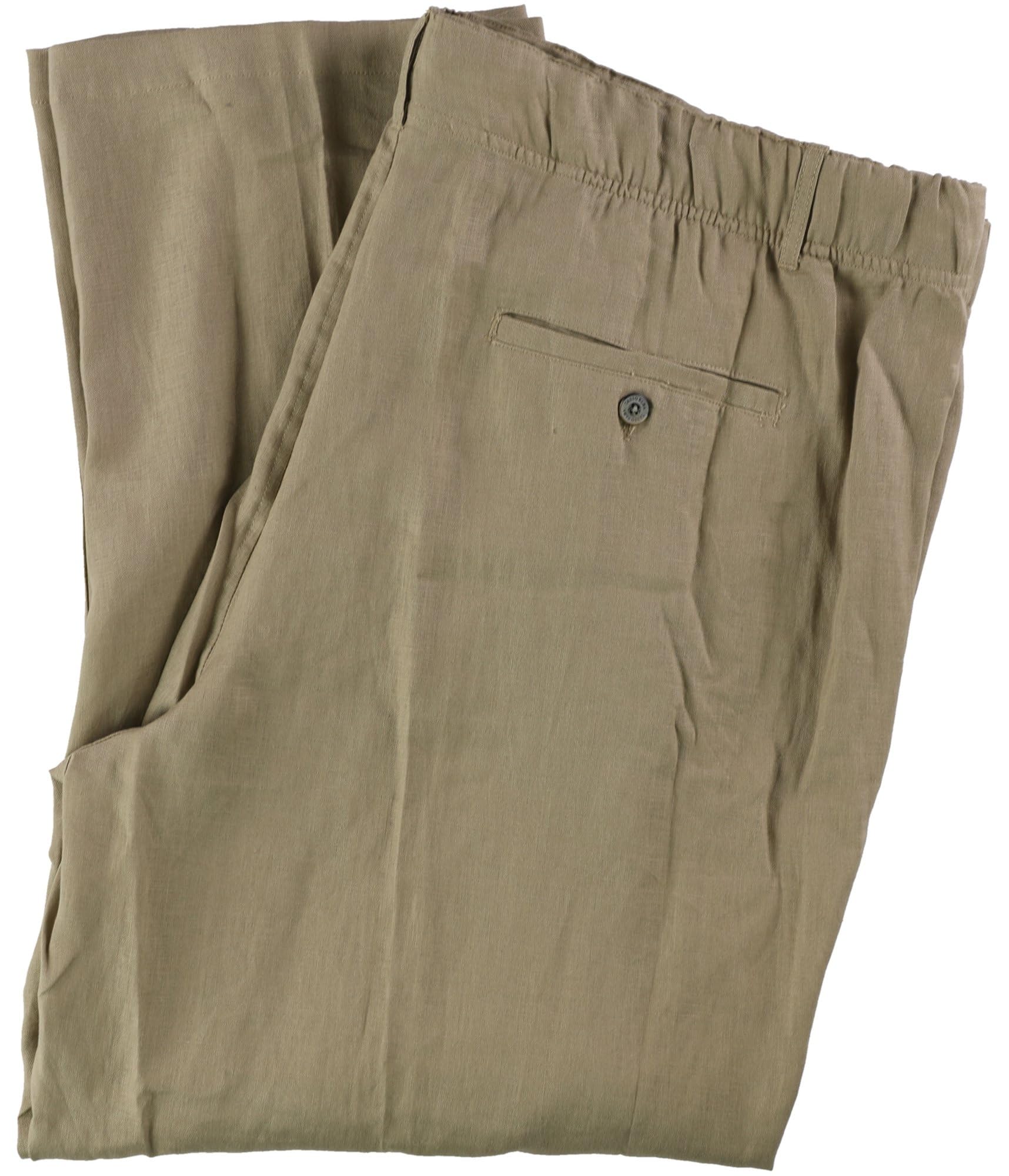 Tasso Elba Mens Linen Drawstring Casual Trouser Pants, Brown, Big 2X