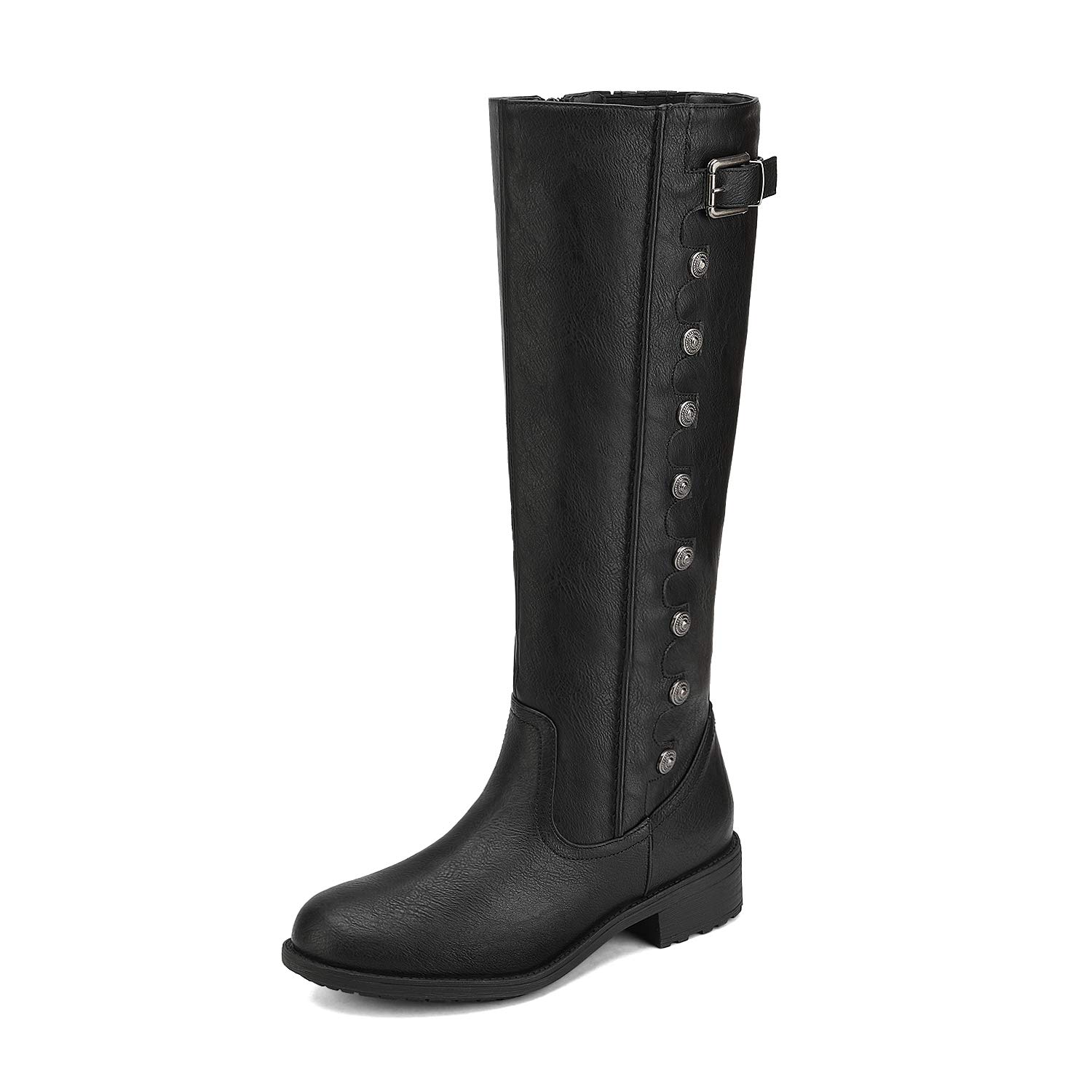DREAM PAIRS Women's Wide Calf Knee High Boots, Fashion Winter Riding Boots, Black-Wide-a, Size 10 Army-w