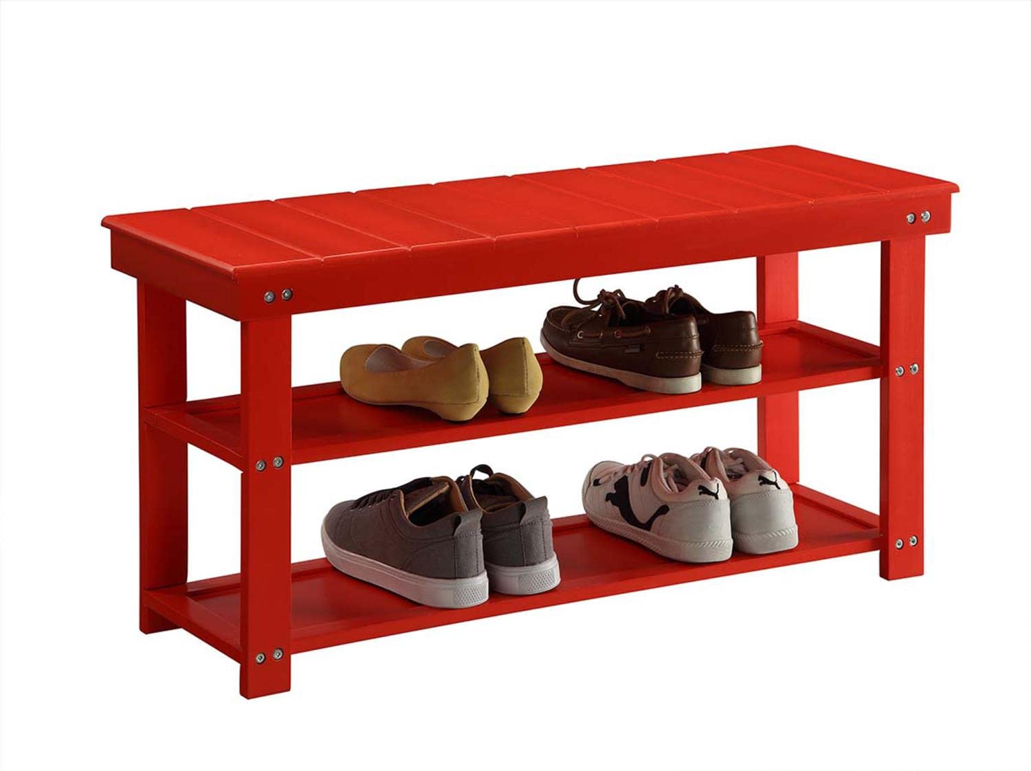 Convenience Concepts Oxford Utility Mudroom Bench, Red