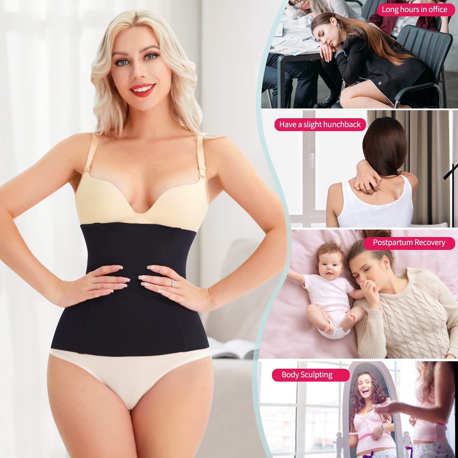 LODAY 2 in 1 Postpartum Recovery Belt,Body Wraps Works for Tighten Loose Skin Black