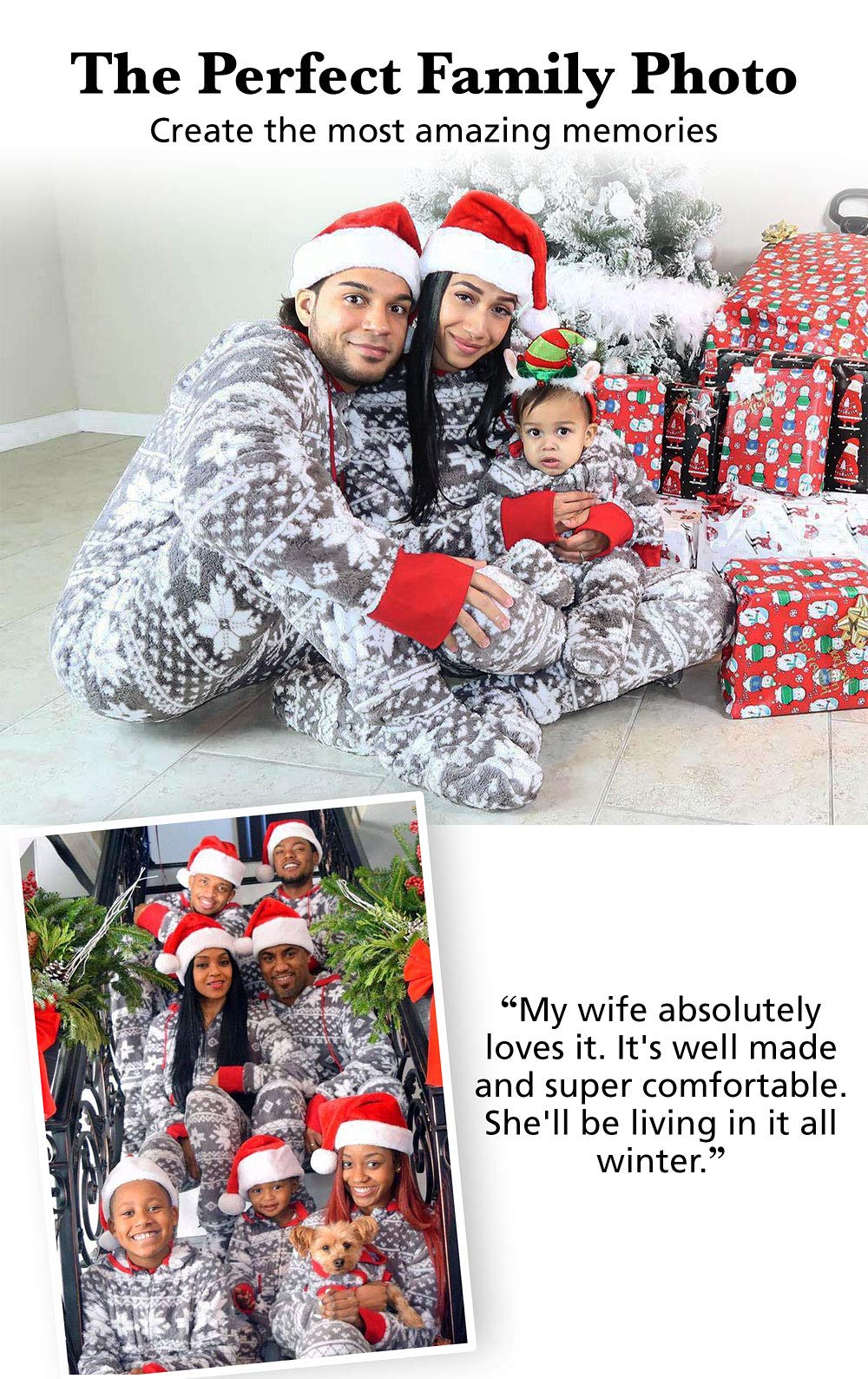 PajamaGram Family Pajamas Matching Sets - Christmas Onesie, Gray, Pets, SM