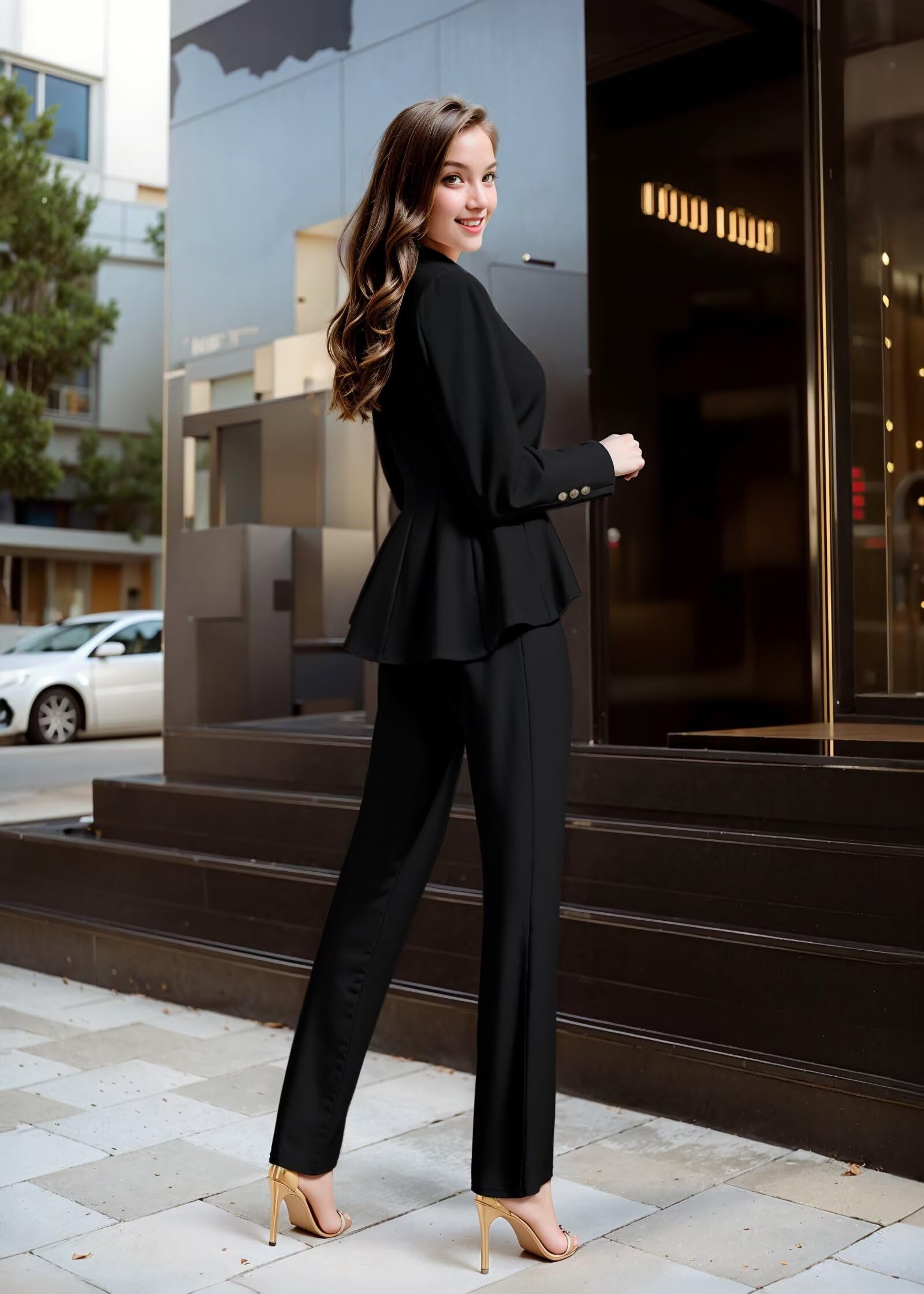 Hybrid & Company Women Double Notch Lapel Office Blazer JK43864 1073T BLACK Xlarge
