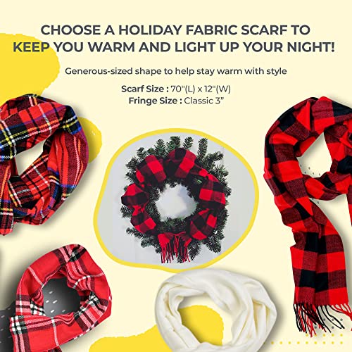 Plum Feathers Super Soft Luxurious Cashmere Feel Winter Scarf (Tan-Burgundy Plaid)