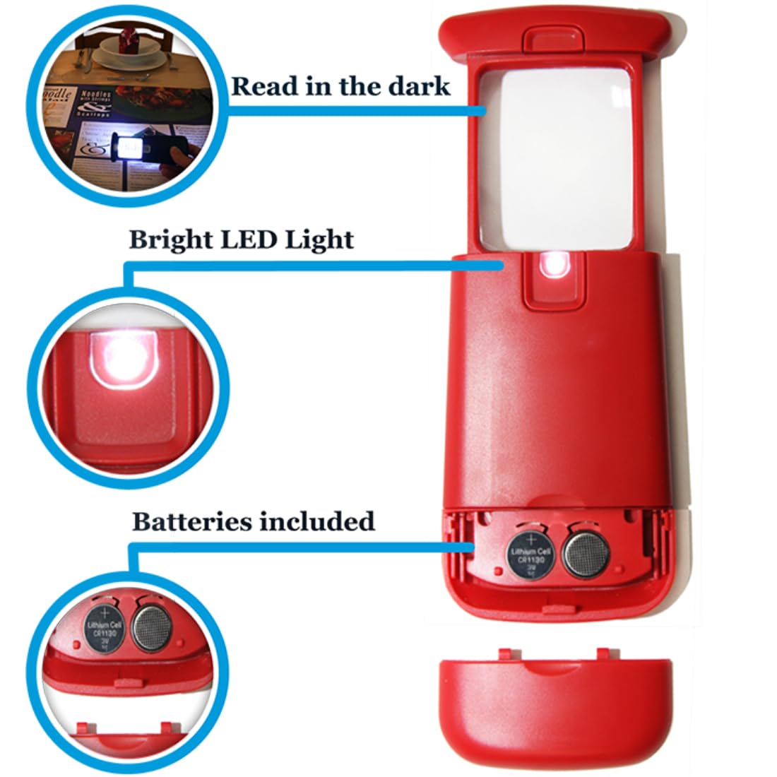 EasY Magnifier Small Pocket Magnifying Glass 3X with LED Light for Reading; Lighted Hand Held Coin Loupe; Mini Magnify Lens; Gifts for Seniors