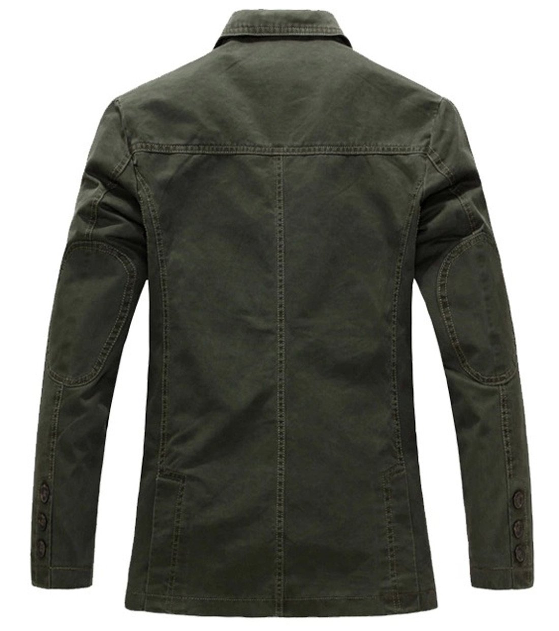 chouyatou Men's Casual Three-Button Stripe Lined Cotton Twill Suit Jacket (Medium, Army Green)
