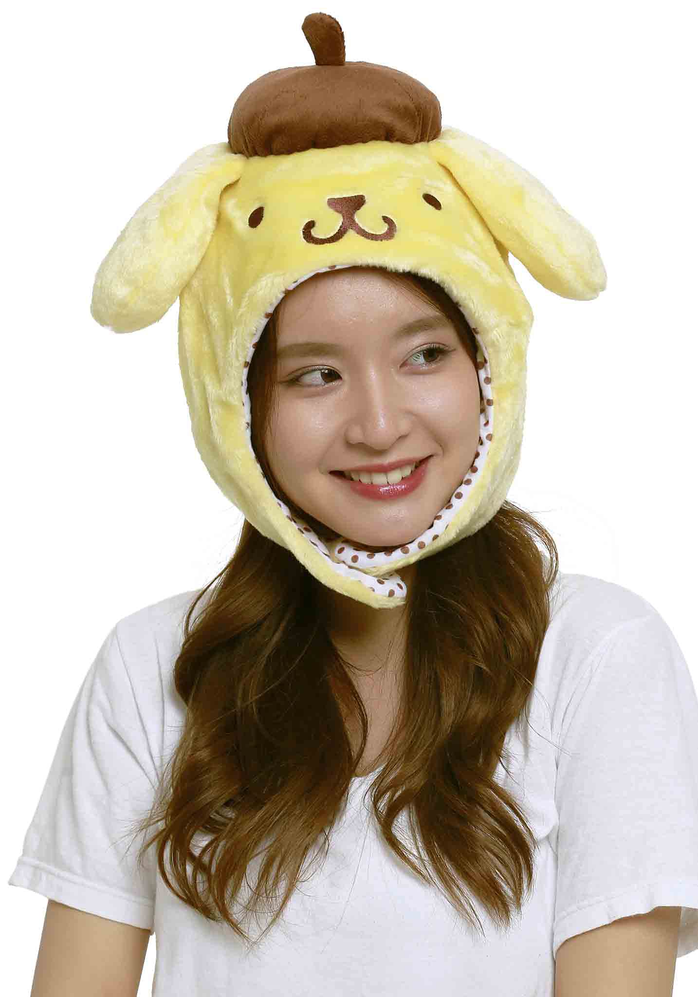 Sanrio Pompompurin (Pom Pom Purin) Fluffy Beanie Cap Soft Warm Winter Head wear Yellow