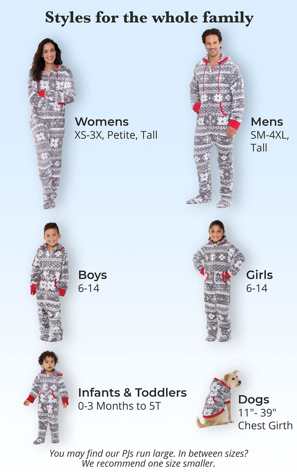 PajamaGram Family Pajamas Matching Sets - Christmas Onesie, Gray, Pets, SM