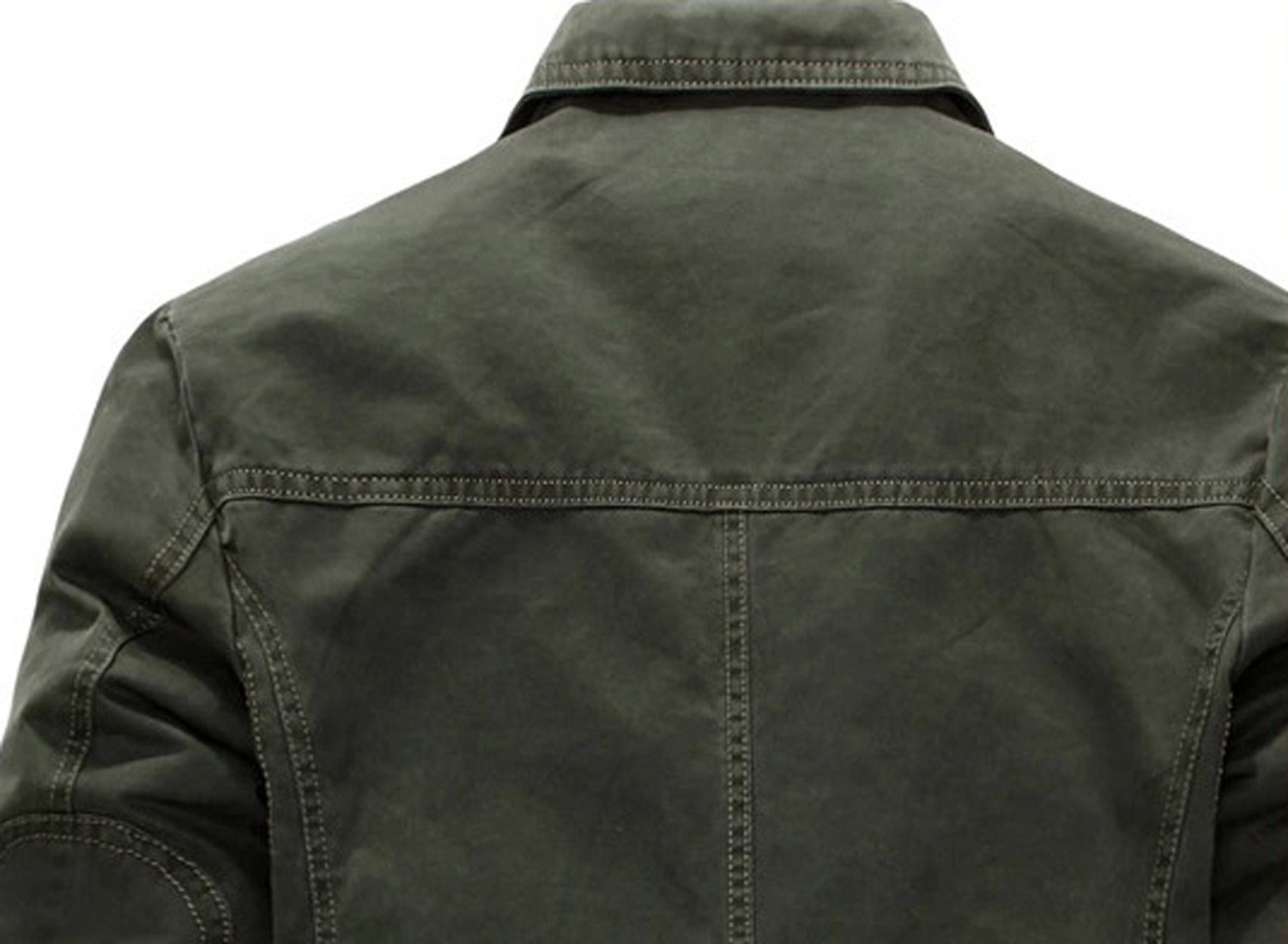 chouyatou Men's Casual Three-Button Stripe Lined Cotton Twill Suit Jacket (Medium, Army Green)