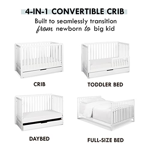 Carter's by DaVinci Colby 4-in-1 Convertible Crib with Trundle Drawer in White, Greenguard Gold Certified, Undercrib Storage