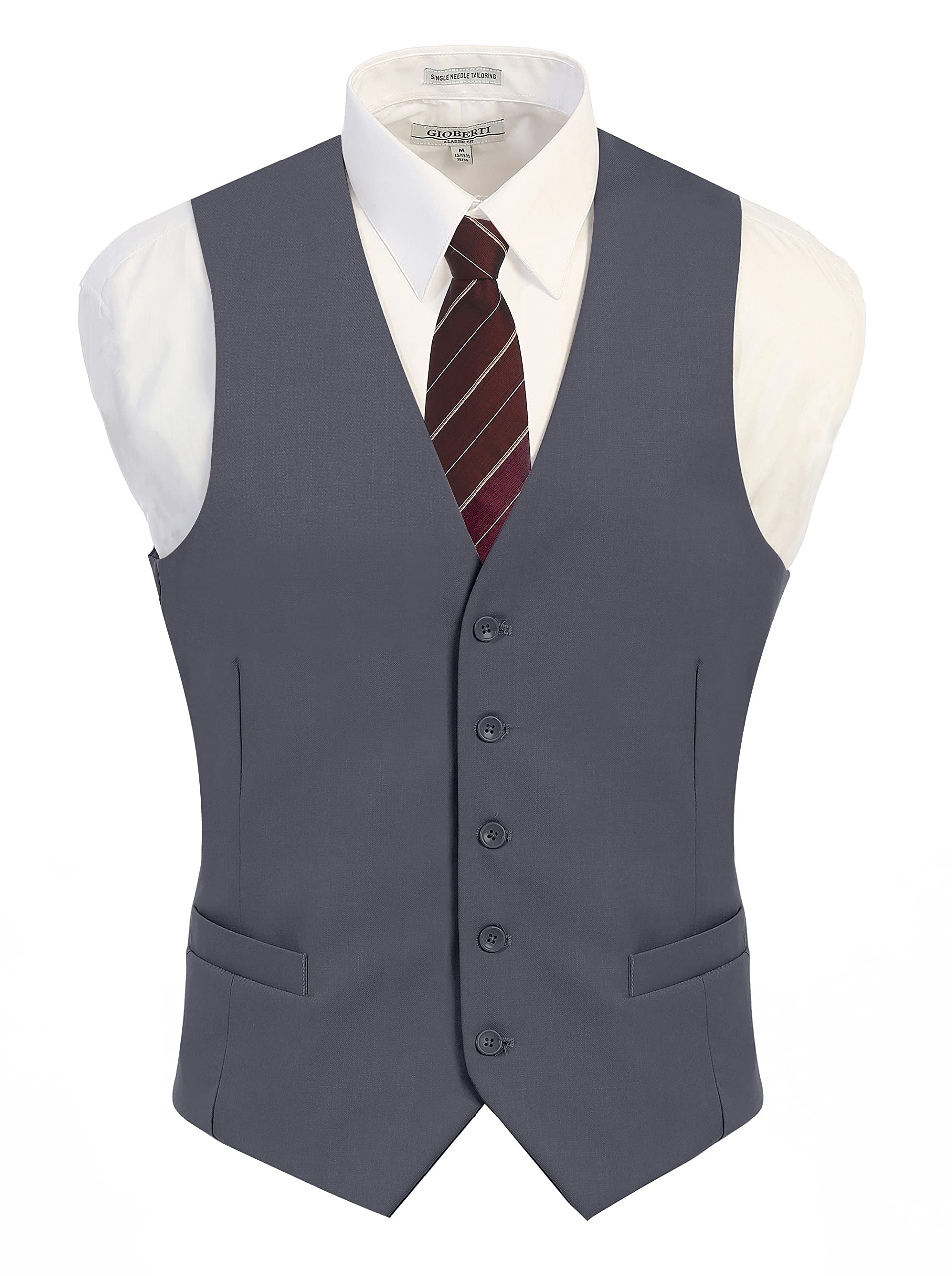 Gioberti Men's Formal Suit Vest Fit for Business or Casual Dress, Gray, X-Small