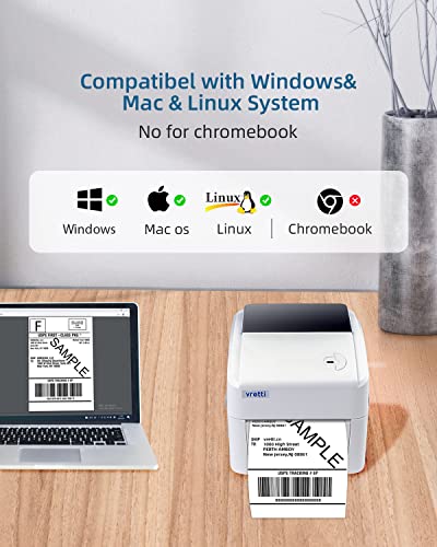 vretti Thermal Label Printer with 1 fanfold (250pcs) 4x6 Shipping Label for Shipping Packages Small Business
