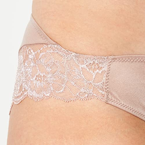 Maidenform Women's Underwear Back, Tanga Lace Thong Panties (Retired Colors), Evening Blush/Silver, 6