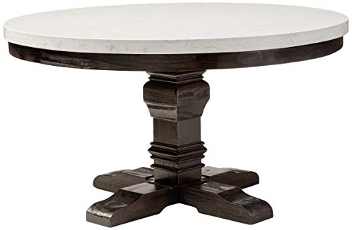 Acme Nolan Dining Table in White Marble and Salvage Dark Oak