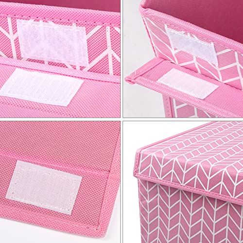 Mayniu Large Toy Storage Box Chest with Lid, Sturdy Toys Boxes Bin Organizer Baskets for Nursery, Closet, Bedroom, Playroom 25"x13" x16" (Pink)