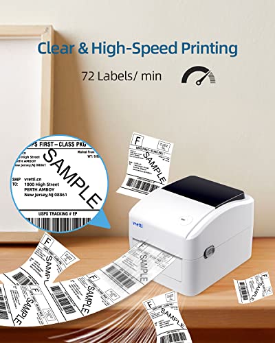 vretti Thermal Label Printer with 1 fanfold (250pcs) 4x6 Shipping Label for Shipping Packages Small Business
