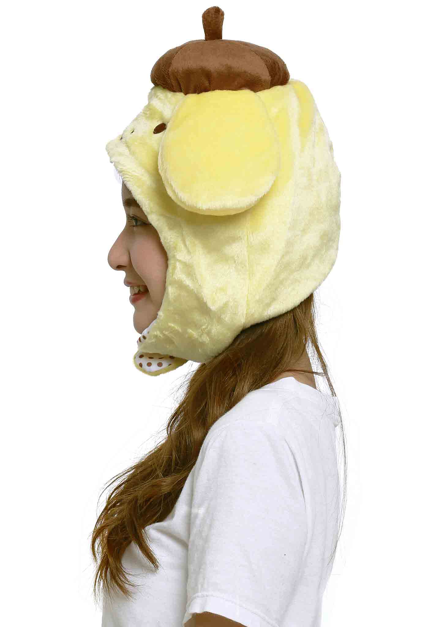 Sanrio Pompompurin (Pom Pom Purin) Fluffy Beanie Cap Soft Warm Winter Head wear Yellow