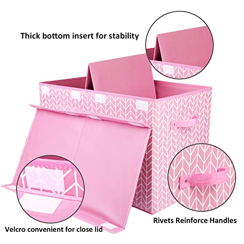 Mayniu Large Toy Storage Box Chest with Lid, Sturdy Toys Boxes Bin Organizer Baskets for Nursery, Closet, Bedroom, Playroom 25"x13" x16" (Pink)