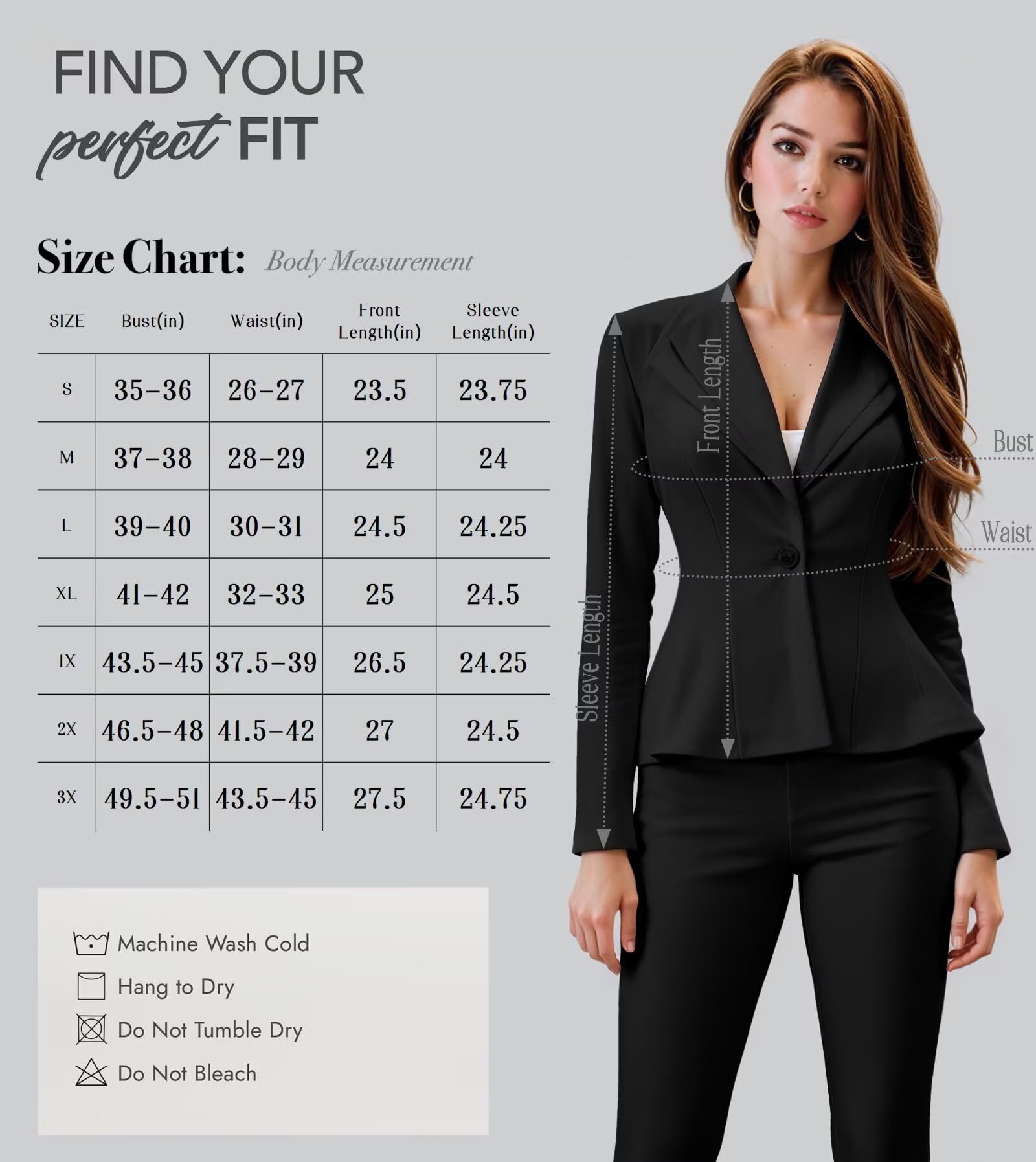 Hybrid & Company Women Double Notch Lapel Office Blazer JK43864 1073T BLACK Xlarge