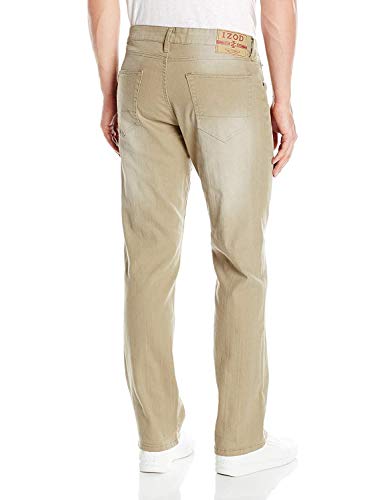 Izod Men's Comfort Stretch Denim Jeans (Regular,Straight, and Relaxed Fit), Khaki, 32Wx32L