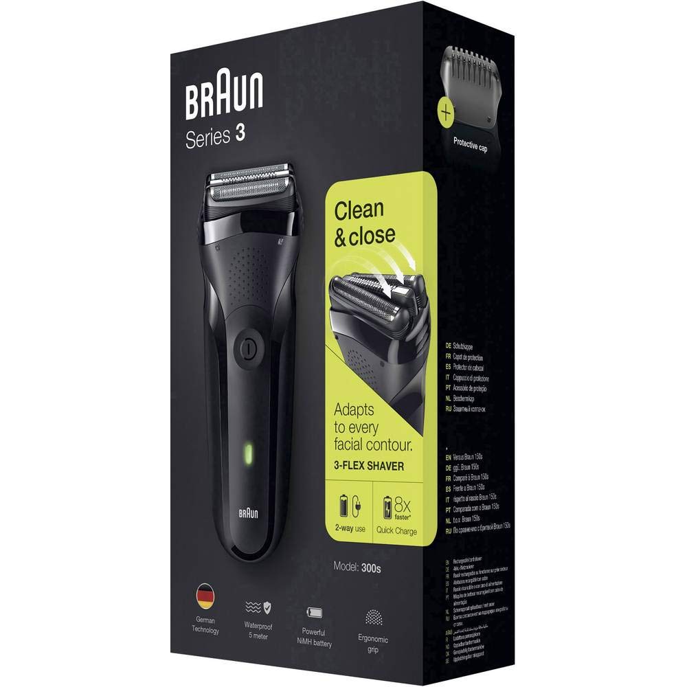 Braun Series3 300s Men Electric Clean Shaver Rechargeable Waterproof Razor Black
