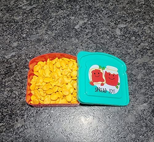 Set of 3 Food Storage Sandwich Containers, 2 cups / 16 oz / 490 ml - 3 Different Designs. Great for Meal Prep. Kids or Adult Lunch Box - BPA Free and Reusable