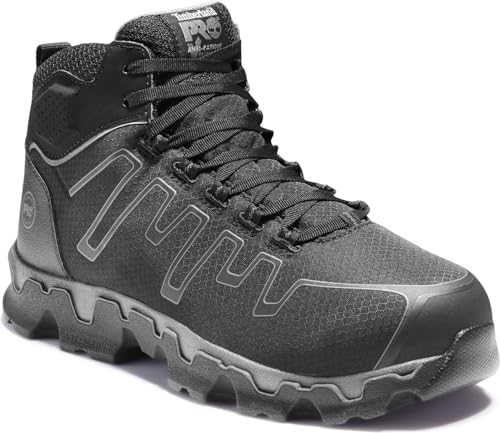 Timberland PRO Men's Powertrain Sport Mid Alloy Safety Toe Industrial Ahletic Work Shoe Athletic, Black/Grey, 12