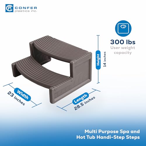 Confer Plastics Resin Multi Purpose Outdoor Non Slip Portable Spa and Hot Tub Handi-Step Deck Patio Steps Accessories, Deep Grey