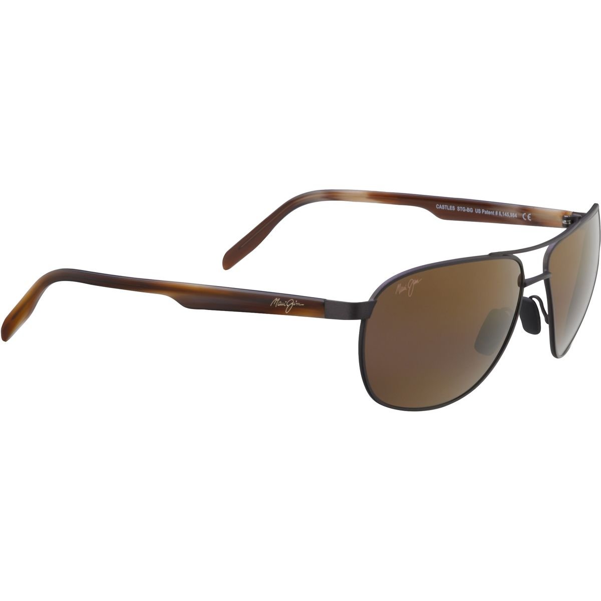 Maui Jim Men's and Women's Castles Polarized Aviator Sunglasses, Matte Chocolate/HCL® Bronze, Medium