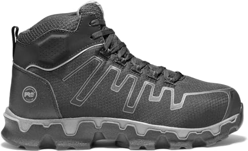 Timberland PRO Men's Powertrain Sport Mid Alloy Safety Toe Industrial Ahletic Work Shoe Athletic, Black/Grey, 12