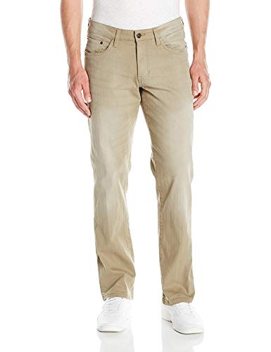 Izod Men's Comfort Stretch Denim Jeans (Regular,Straight, and Relaxed Fit), Khaki, 32Wx32L