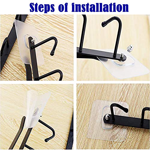 Evadow 5Pack 6-Hook Under Cabinet Mug Hook, Metal Iron Kitchen Storage Utensil Hooks with Free Nails and Screws, Black Wall Organizer Shelf Rack for Mugs, Cups, Teapot and Kitchen Utensils Display
