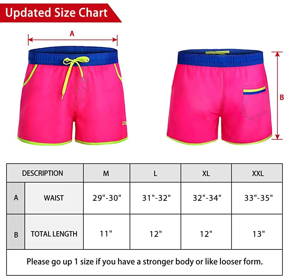 LETSQK Men's Sexy Swimwear Shorts Surf Swimsuit Swim Trunks Pink Medium