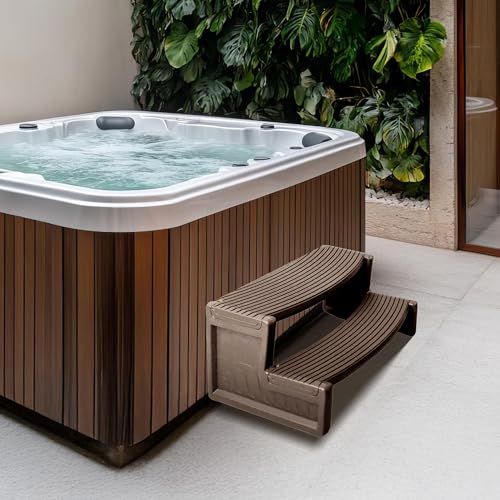 Confer Plastics Resin Multi Purpose Outdoor Non Slip Portable Spa and Hot Tub Handi-Step Deck Patio Steps Accessories, Deep Grey