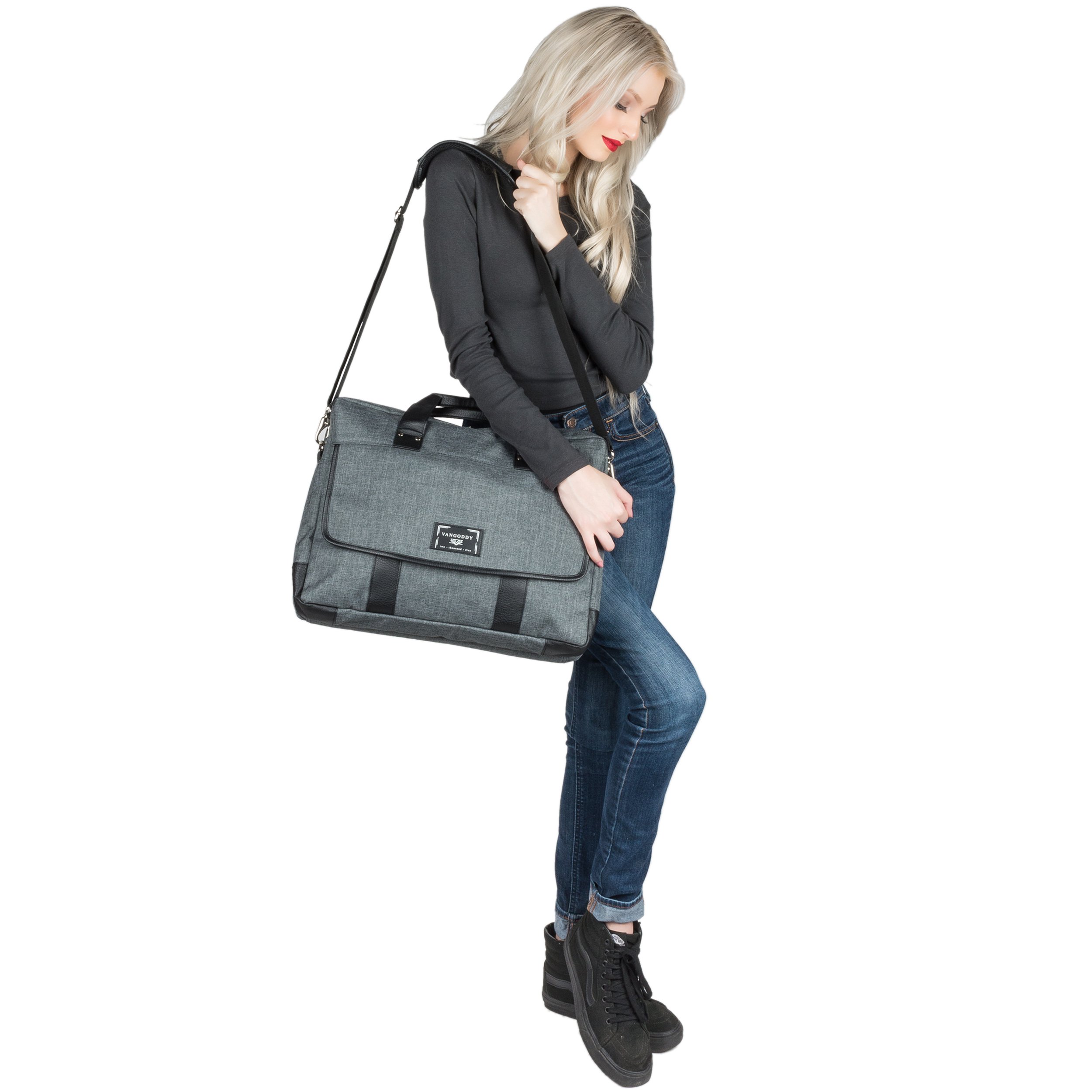 Compact Computer Case Business Shoulder Briefcase Crossbody Carrying Bag Tote Grey for Lenovo IdeaPad, ThinkPad, Y Series, Yoga, 100e Chromebook, 300e Chromebook