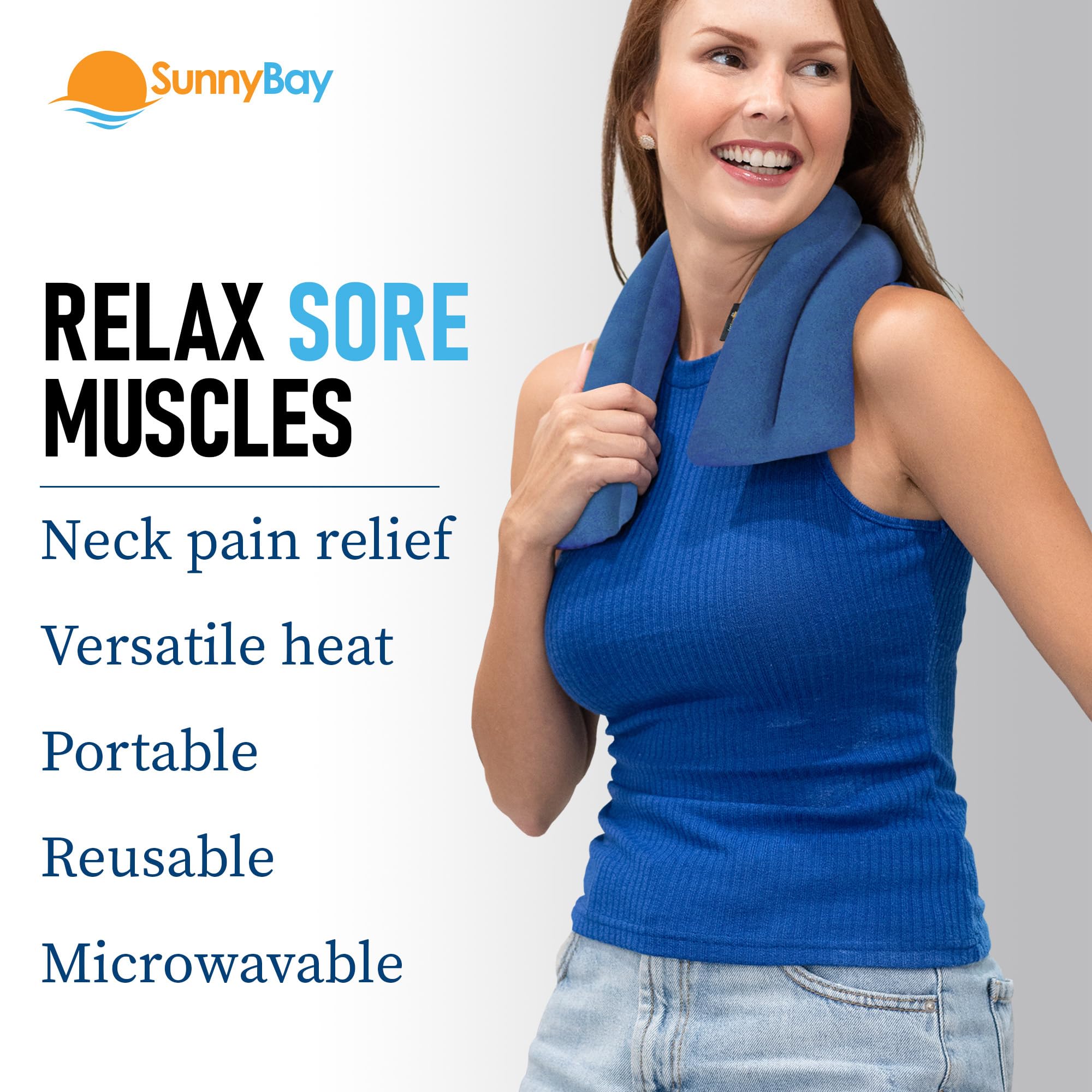 SunnyBay Microwave Heating Pad for Neck and Shoulders, Versatile Bean Bag Moist Heating Pad, Microwavable Neck Wrap and Cool Pack for Deep Pain Relief, Weighted Hot or Cold Therapy (Sky Blue)