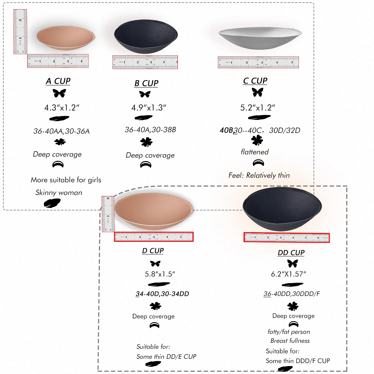 WMugthome 3 Pairs Round Seam Women's Removable Sports Yoga Bra pad, Bikini Top Bra Pads Insert (Beige,C Cup)