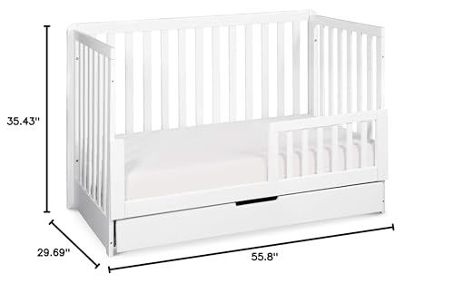 Carter's by DaVinci Colby 4-in-1 Convertible Crib with Trundle Drawer in White, Greenguard Gold Certified, Undercrib Storage