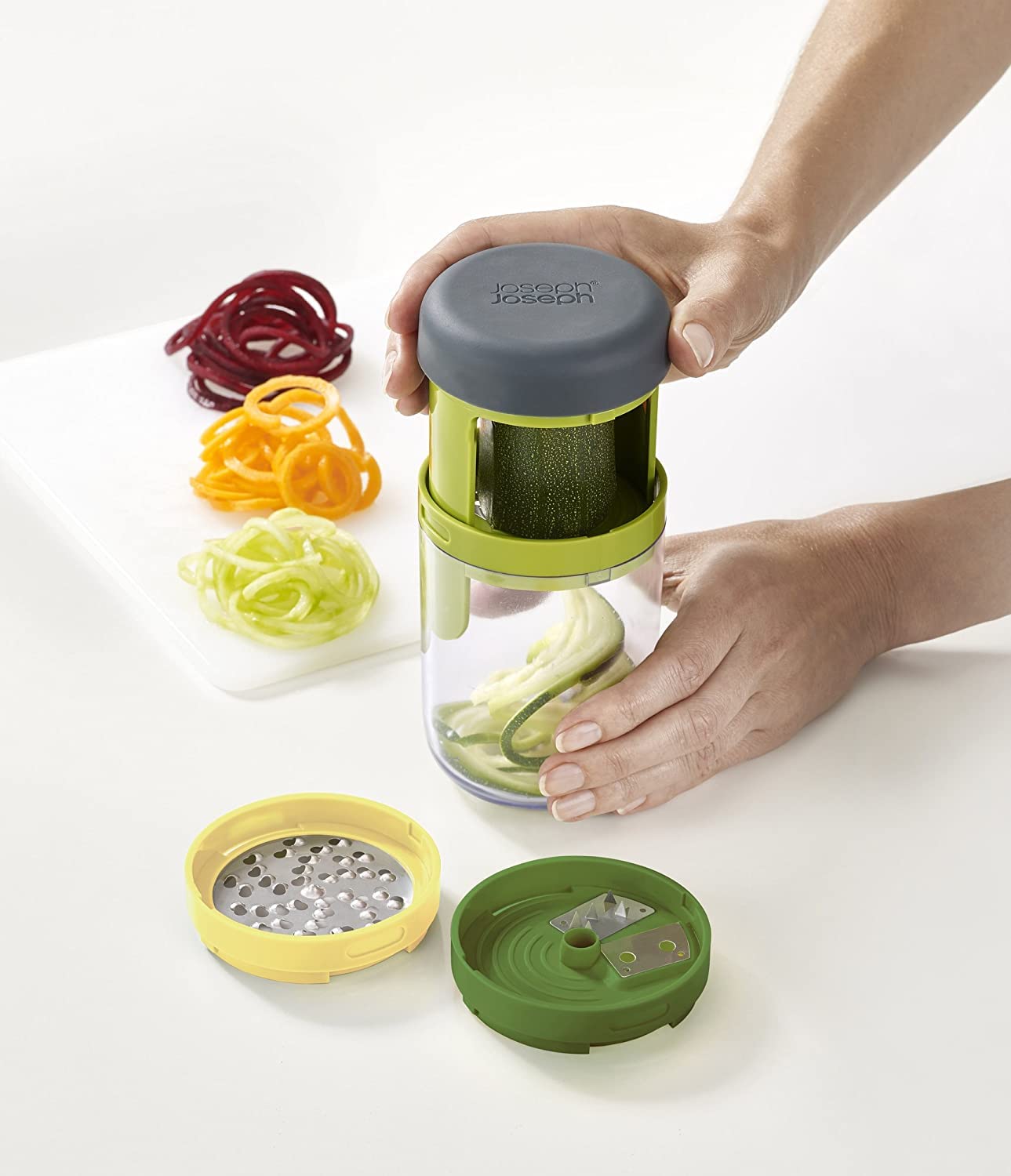 Joseph Joseph Spiro Hand Held Vegetable Slicer Spiralizer, Spaghetti Zoodle Zucchini Noodle Food Maker, Dishwasher safe - Green