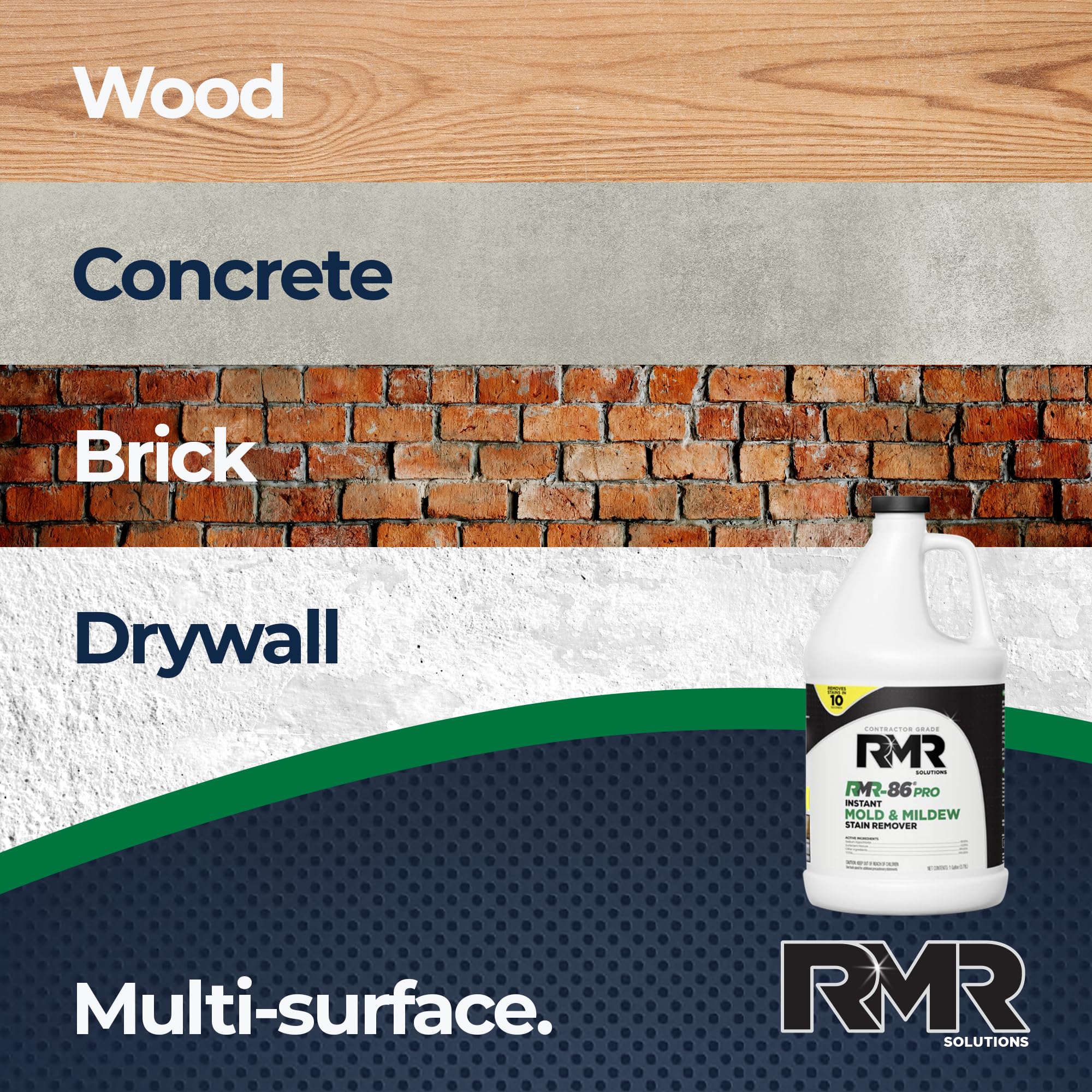 RMR-86 Pro Instant Mold Stain & Mildew Stain Remover - Contractor Grade Cleaning Solution, Professional Quality Formula, Odor Removal, 1 Gallon