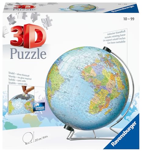 Ravensburger The Earth 540 Piece 3D Puzzle - Engaging Fun for Kids and Adults | Precision Fit with Easy Click Technology | Durable Displayable Model | Celebrating Over 130 Years of Quality
