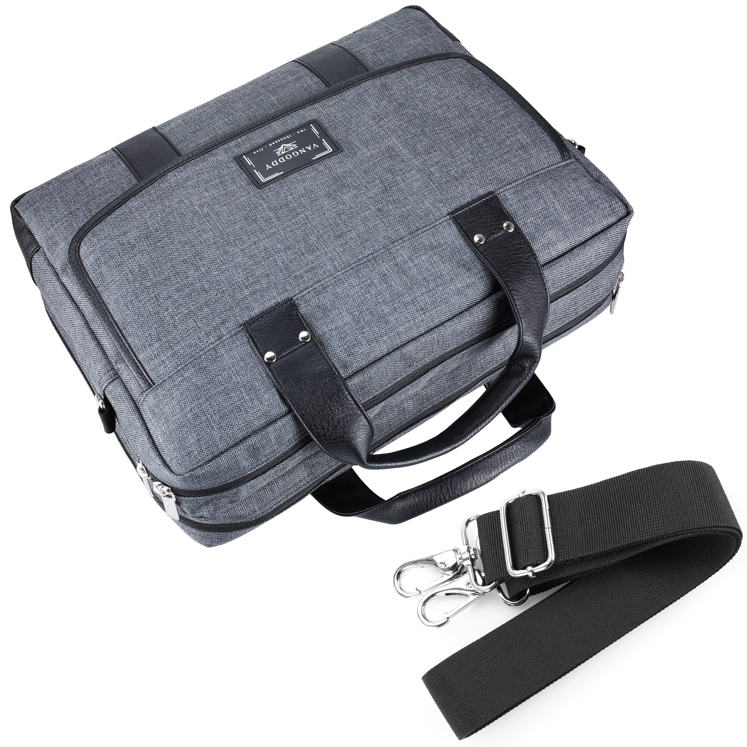 Compact Computer Case Business Shoulder Briefcase Crossbody Carrying Bag Tote Grey for Lenovo IdeaPad, ThinkPad, Y Series, Yoga, 100e Chromebook, 300e Chromebook