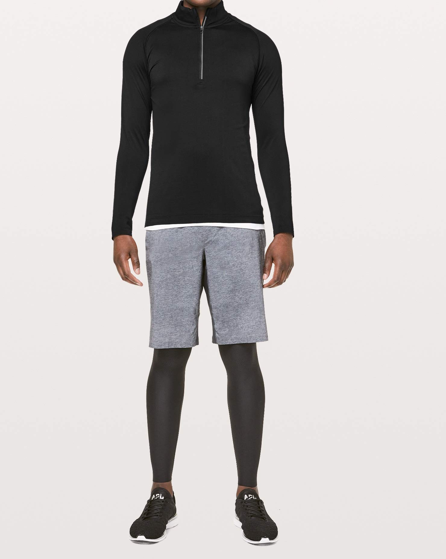 lululemon Mens Metal Vent Tech 1/2 Zip Long Sleeve Shirt (Black, XL)