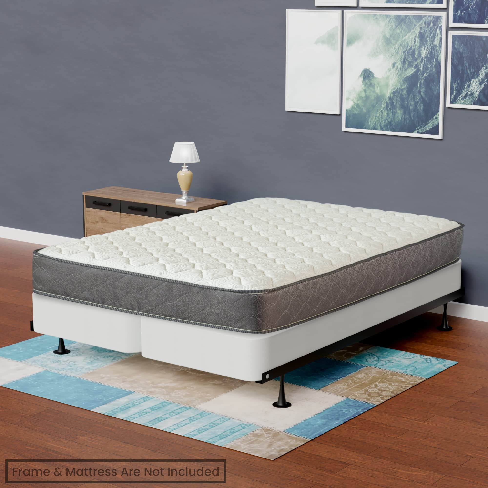 Spinal Solution 4-Inch Wood Split Low Profile Traditional Box Spring/Foundation for Mattress, King, White