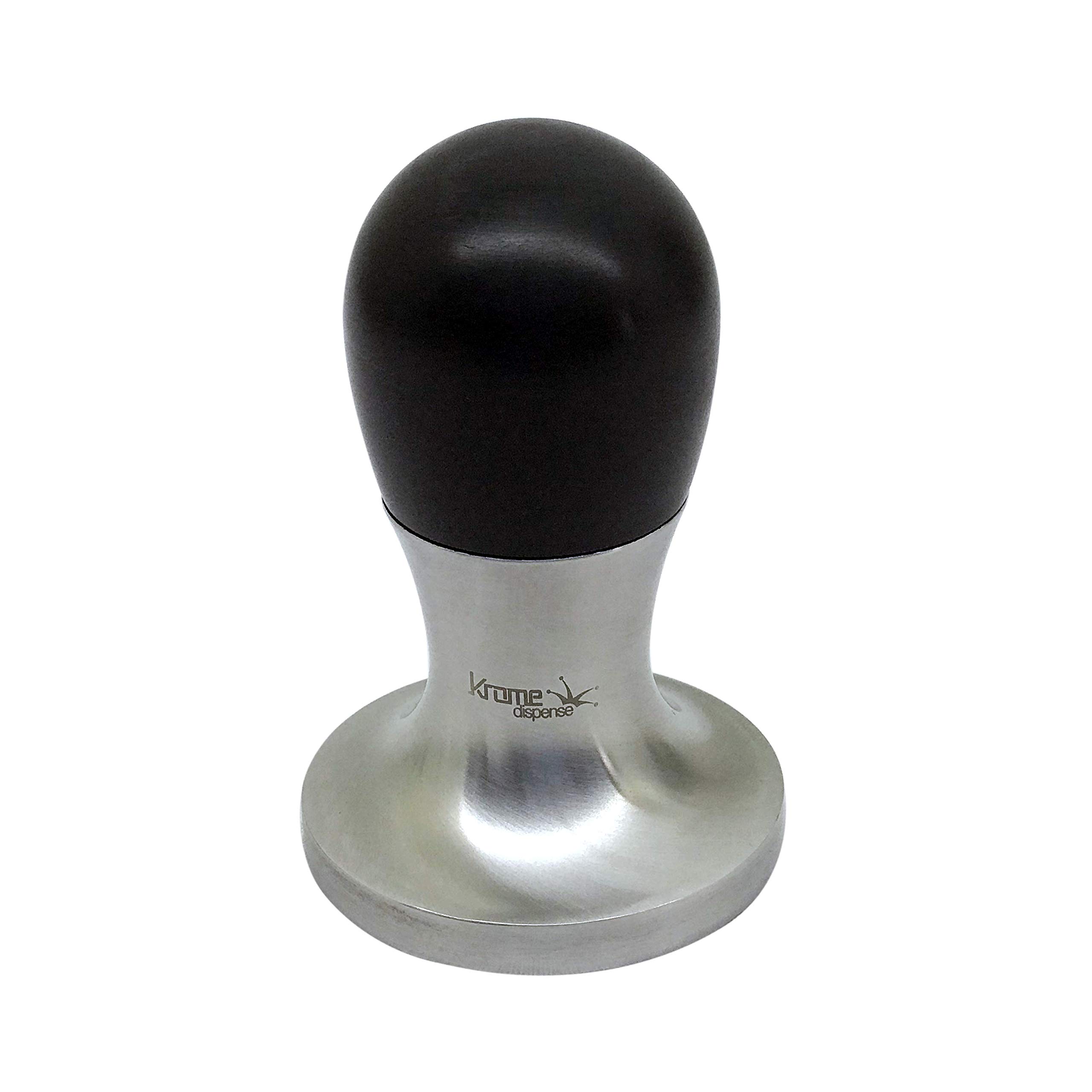 Krome Dispense 53 mm Stainless Steel Round Handled Krometamp Coffee Tamper, Barista Flat Base Style- C2279