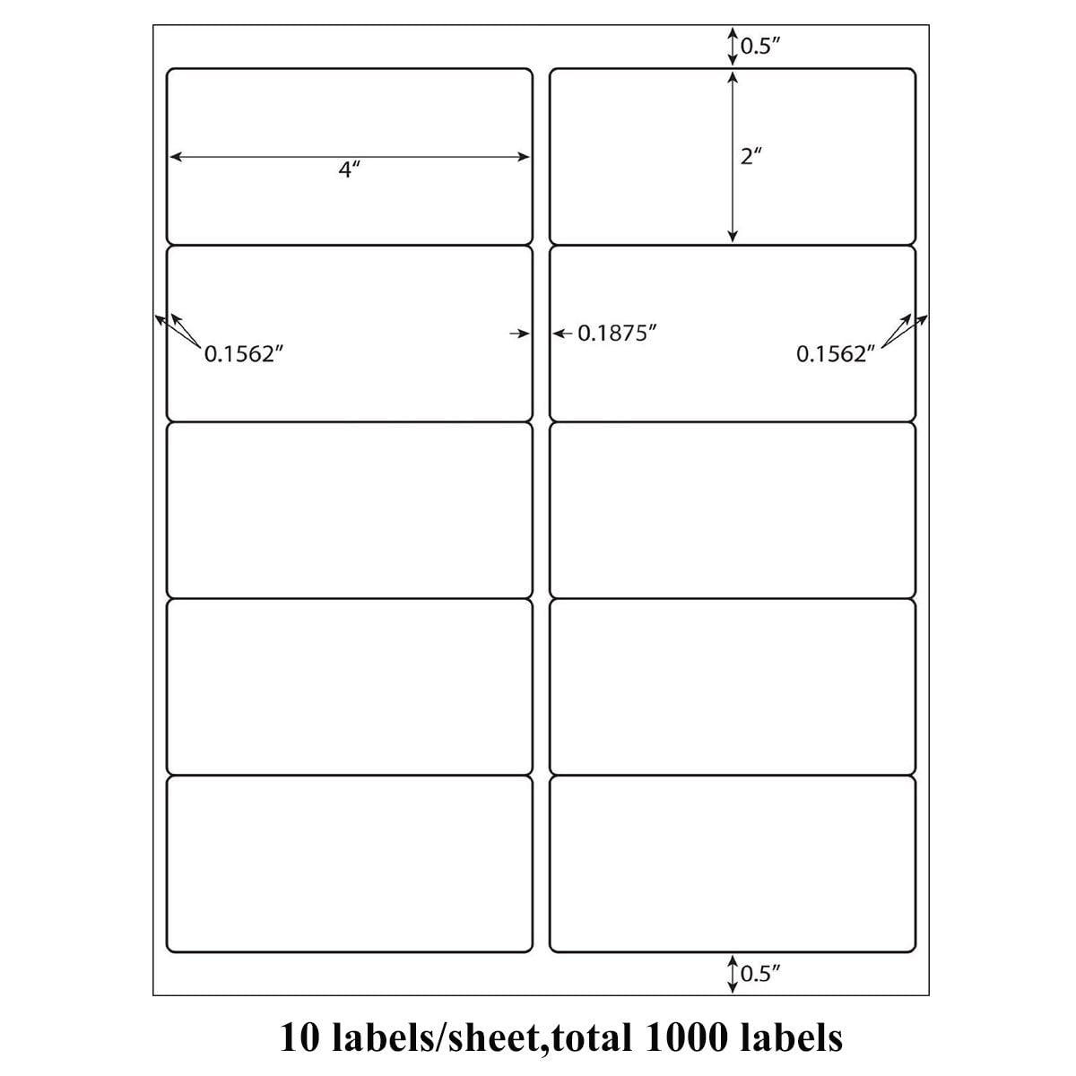 9527 Product 10 UP Sticker Labels,2x4 inches FBA Shipping Address Labels for Laser/Ink Jet Printer,Total 1000 Labels