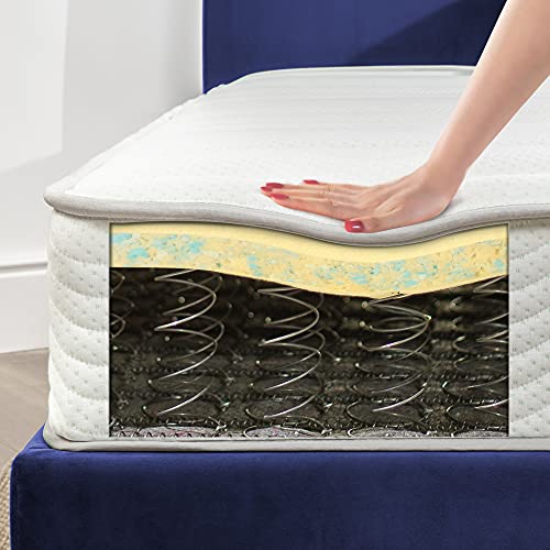 ZINUS 8 Inch Foam and Spring Mattress, Queen, CertiPUR-US Certified Foams, Mattress in A Box, White
