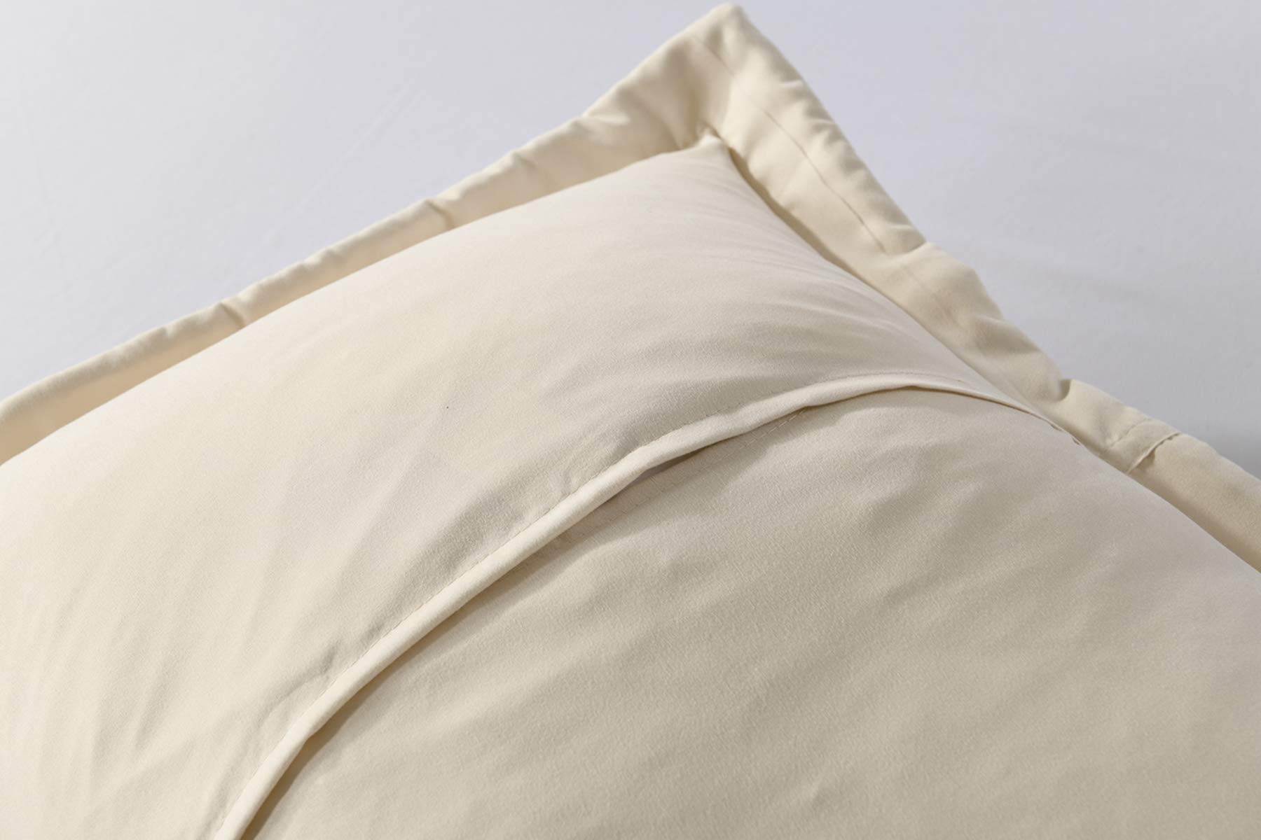 MarCielo 2-Piece Embroidered Pillow Shams, Queen Size Decorative Microfiber Pillow Covers Set, Standard Size Beige